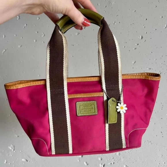 Coach | Bags | Coach Pink Green Mini Tote | Poshmark